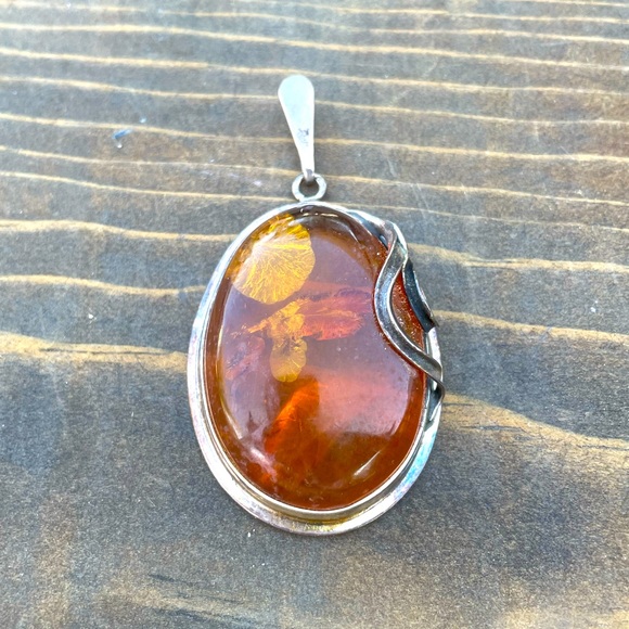 Jewelry | Silver Liquid Amber Pendant | Poshmark
